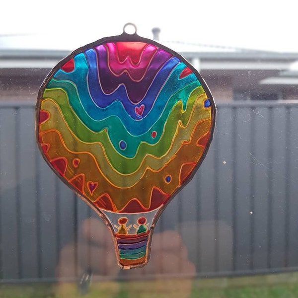 Painted Glass Balloon With Cat. 12.0 X 9.0 Cms. Hanging Decoration ...
