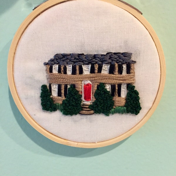 Custom Hand Embroidered House Ornament - Etsy