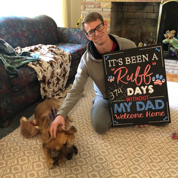 Welcome Home Dog Sign Dad Pet Homecoming Back From Deployment Best ...