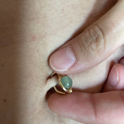 Belly Button Ring, Dainty Green Aventurine Beaded Belly Button Ring ...