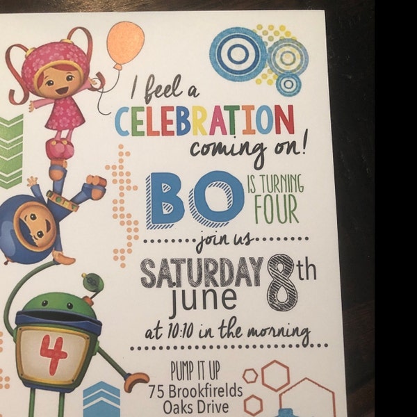 TEAM UMIZOOMI BIRTHDAY Invitations | Umizoomi Invites | Umizoomi ...