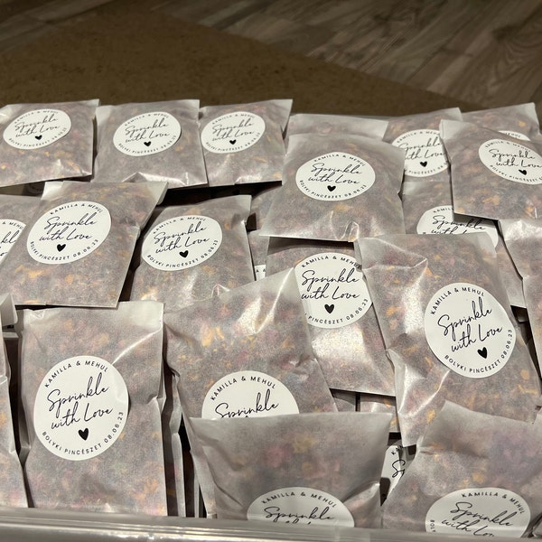 Wedding Confetti Bag Personalised Stickers, Throw Us Some Love Confetti ...