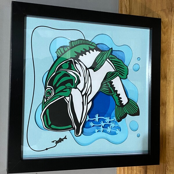3d Fishing Svg - Shadow Box Svg, Fish Svg - Etsy