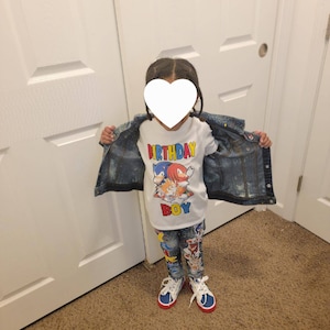 Kids Custom Characters Denim Jean Birthday Outfit - Etsy