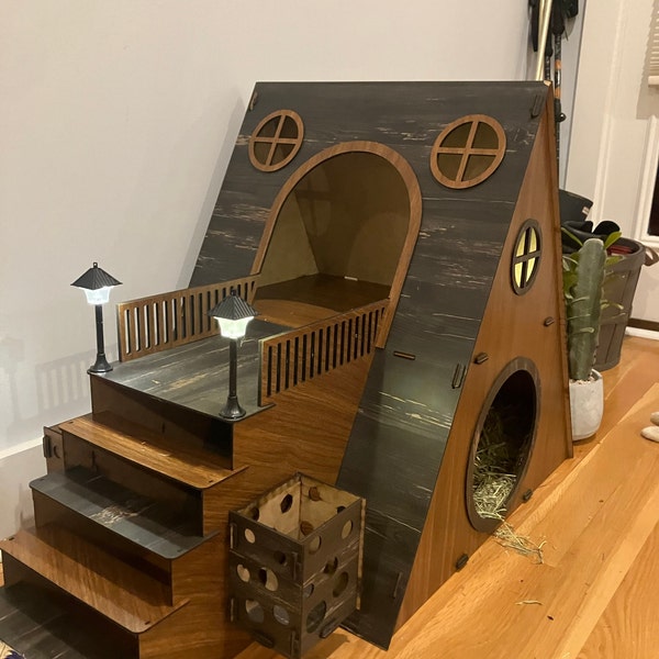 Modern Two-story Rabbit House: Indoor Bunny Castle With Stairs - Etsy