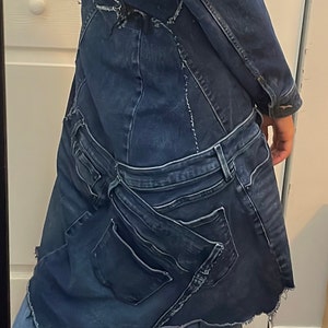 Upcycled Long Flowy Denim and Fabric Jacket Small - Etsy