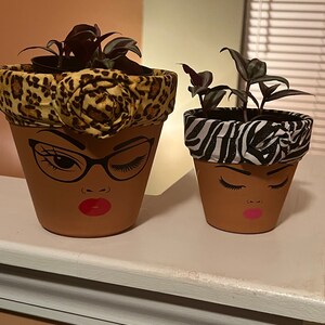 Terracotta Face Planter Pots With Headwrap Pot Head - Etsy