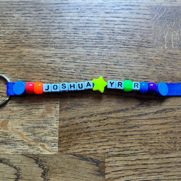 Personalised Purple Keychain, Book Bag Name Tag, Lunch Bag Name Label ...