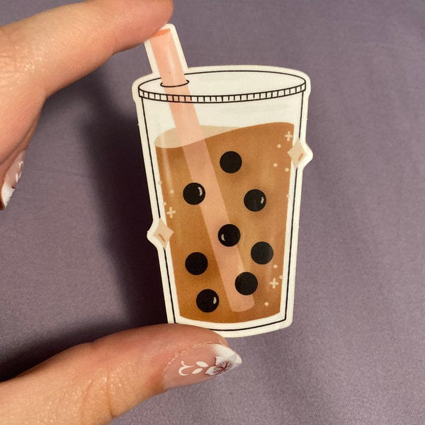 Boba Clear Sticker | Food Sticker | Boba Sticker | Boba Vinyl Sticker ...