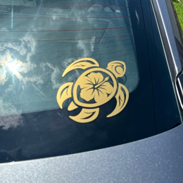 Hibiscus Honu Sea Turtle Decal. Vinyl Decal Only. Personalize Water ...