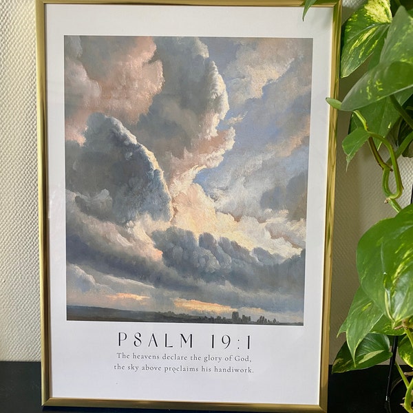Psalm 19 the Heavens Declare the Glory of God Poster, Clouds Art, Bible ...