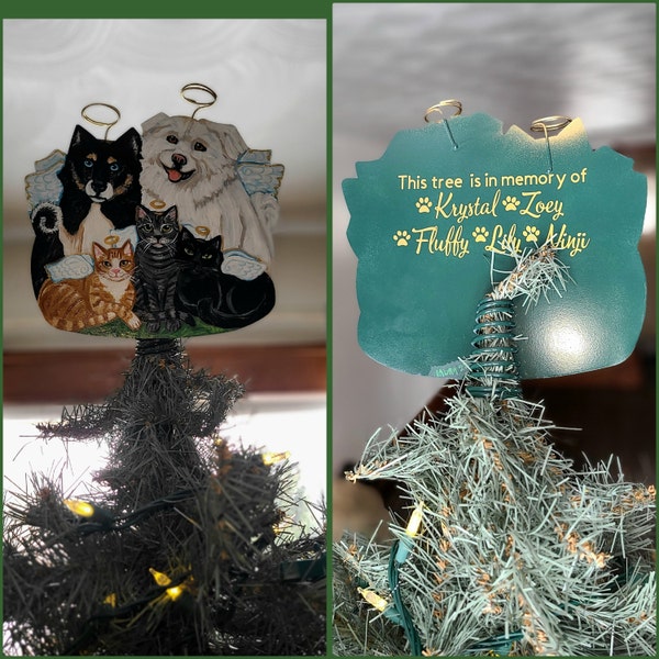 Pet Family Christmas Tree Topper, Multiple Pets, Custom Cat Tree Topper ...