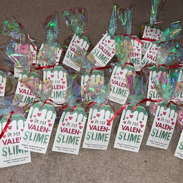 Be My Valen-slime Gift Tag Template, Printable Valentine's Day Slime ...