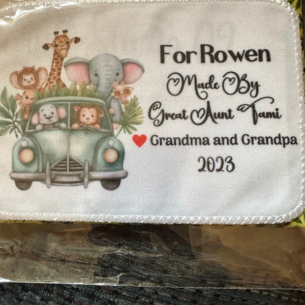 Custom Embroidered Floral Quilt Label Embroidered Wedding Quilt Label ...