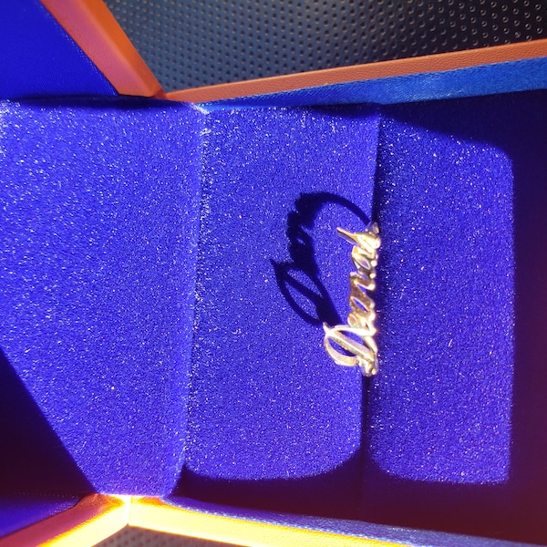 14k Gold Personalized Cursive Name Ring, Solid Gold Custom Name Ring ...