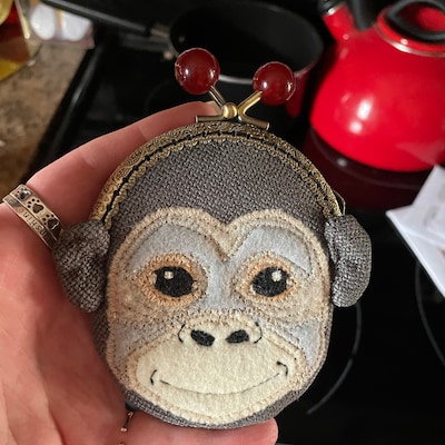 Monkey Purse, Monkey Snap Purse, Monkey Coin Purse, Felt Monkey Metal ...