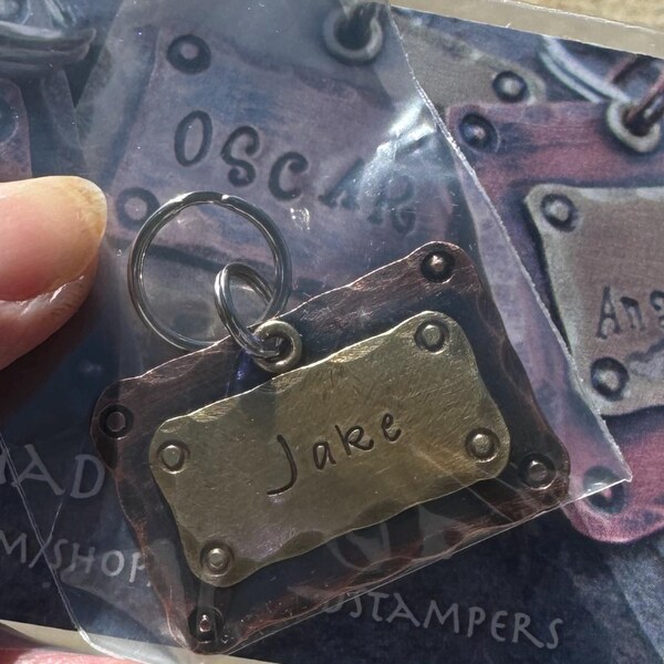 Large Dog Tag - Personalized Pet ID Tag With Hand Stamped and Engraved ...