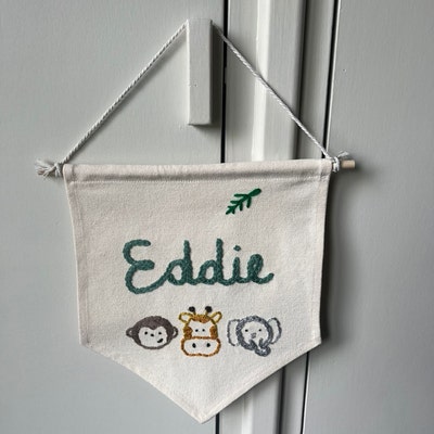 Personalised Custom Name Hand Embroidered Nursery Decor Wall Hanging ...
