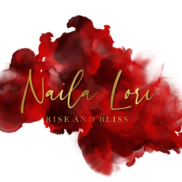 Beauty Logo, Red Smoke Watercolor Logo, Premade Logo Design, Jewelry ...