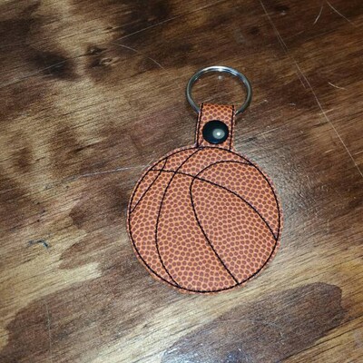 Basketball in the Hoop Snap Tab Key Fob Machine Embroidery Design - Etsy