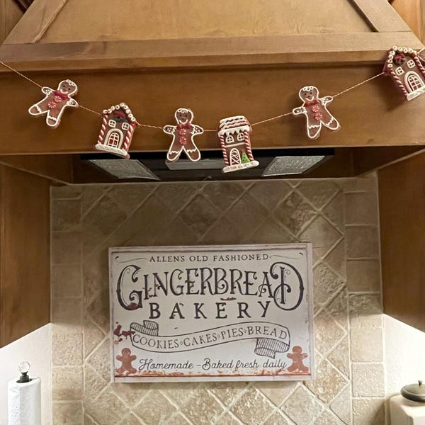 Gingerbread Sign Rustic Farmhouse Kitchen Decor Custom Family Name Sign ...