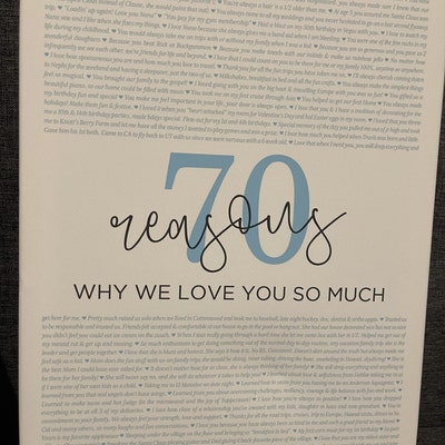 60 Reasons Why We Love You Poster Frame Personalized 60th Birthday Gift ...