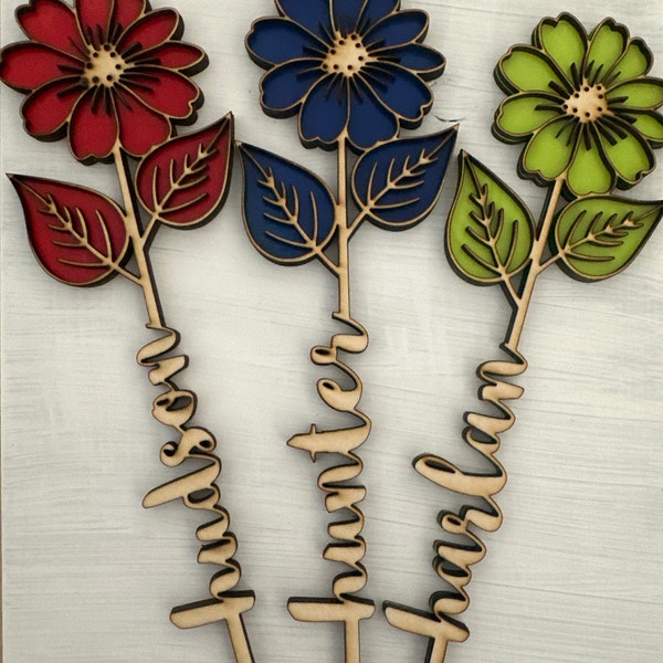 Flower Laser Cut Out Art Gift Day Acrylic Wood Personalized Flower With ...