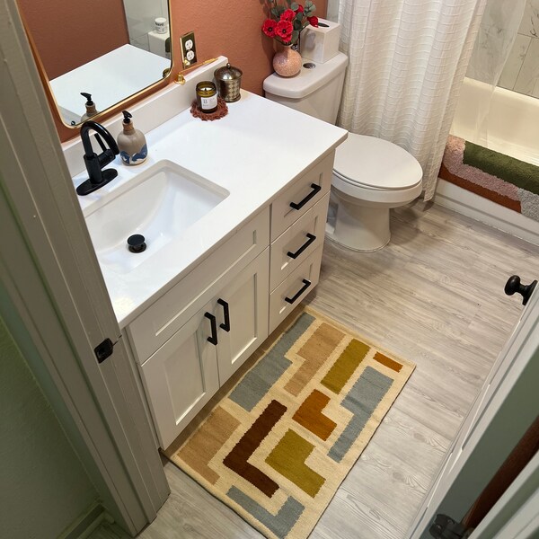 Black and White Bath Rugs | Bathroom Rugs Set | Bath Mat | Flatwoven ...