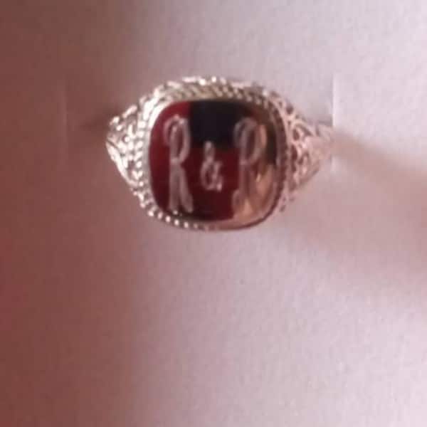 Personalized Sterling Silver Monogram Stackable Ring Custom Initials ...
