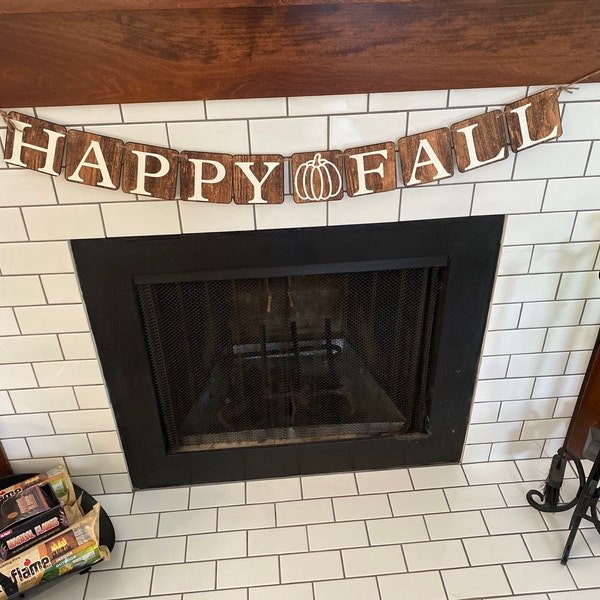 Happy Fall Banner, Rustic Happy Fall Sign, Fall Home Decor Ideas , Fall ...