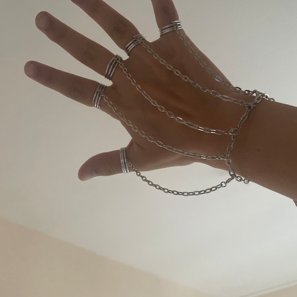 Handmade Anime Chain Bracelet and Five Finger Rings - Etsy