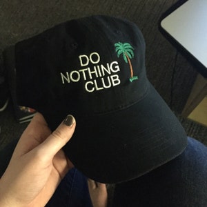 Do Nothing Club Black Cap With White Letters - Etsy