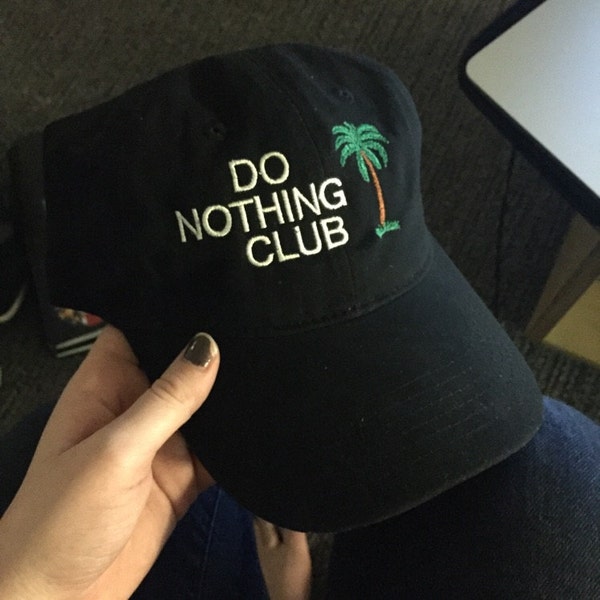 Do Nothing Club - Black Cap With White Letters - Etsy