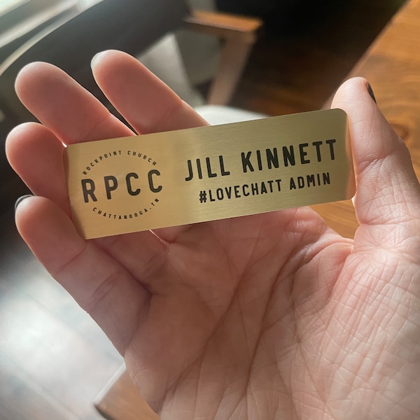 Metal Wearable Magnetic Name Tags for Business or Work - Brushed Gold ...