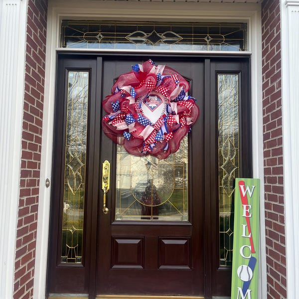 Phillies Wreath, Philadelphia Phillies Wreath, Phillies Decor, Phils ...