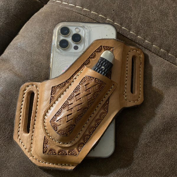 Custom Leather Cell Phone/ Trapper Combo Case - Etsy
