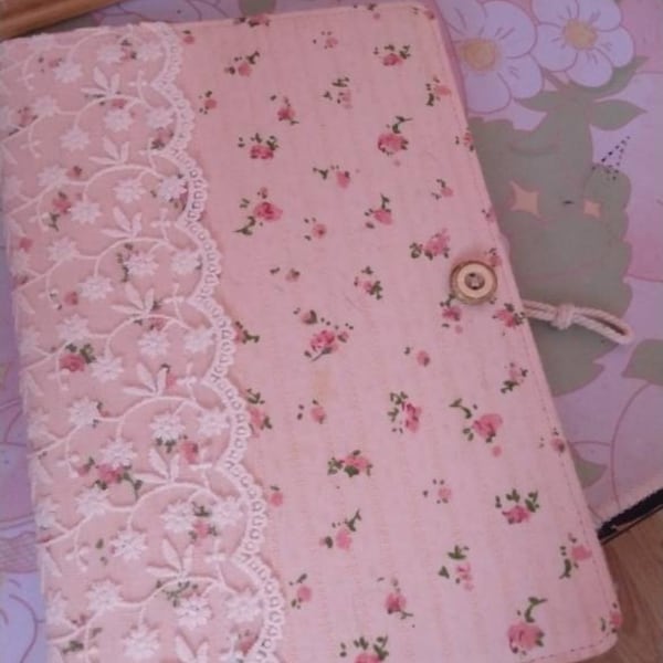 Pink Flower Lace Notebook Original Fabric Journal A5 A6 Handmade Floral ...