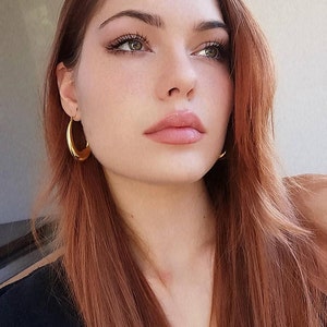 Dainty Gold Teardrop Thick and Large Hoop Hoop Earrings Minimalist ...