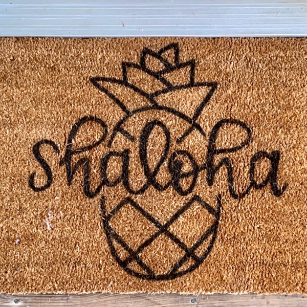 Custom Doormat // Aloha Pineapple Doormat // Welcome Mat // Home Decor ...