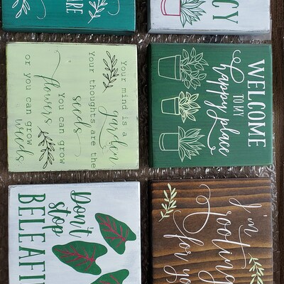 Rustic Plant Themed Mini Signs, Rustic Farmhouse Decor, Indoor Garden ...