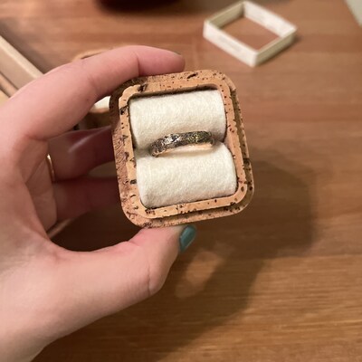 Sandcast 9ct Gold Diamond Scatter Ring 4mm Rugged & Organic Band Cast ...