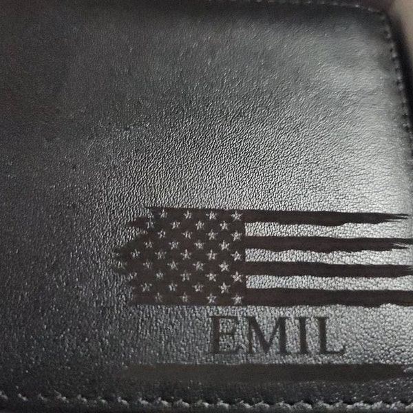 Custom Leather RFID Wallet Handwriting Engraved Genuine Leather Wallet ...
