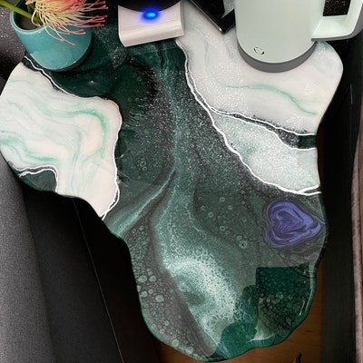 Emerald Green Coffee Table, Resin Coffee Table, Green Gold Coffee Table ...