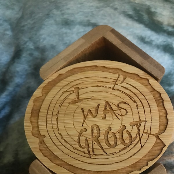 I Was Groot , Bamboo Coaster Set , Groot , I Am Groot , Housewarming ...