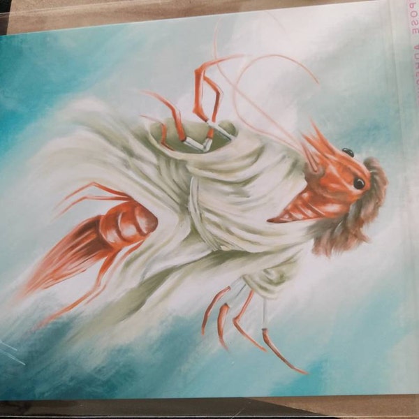Shrimp Christ 5x7 8x10 Art Print Jesus, Sea, Crustacean, Ocean, Funny ...