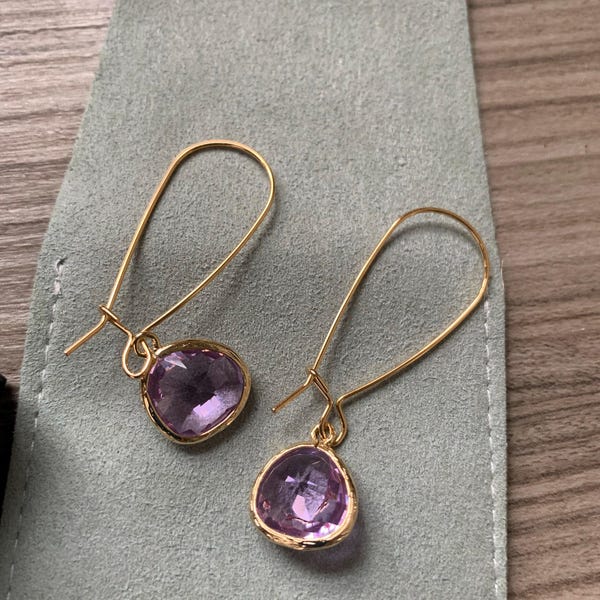 Violet Opal Earrings - Silver Dangle Earrings - Stone Earrings - Drop ...