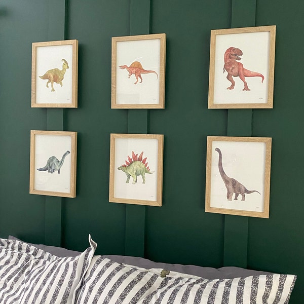 Set of 6 Dinosaur Art Prints, Kids Gallery Wall Set, Dinosaur Wall Art ...