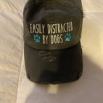 Paw Print Hat Distressed Baseball Cap OR Ponytail Hat Dog Mama Dog Mom ...