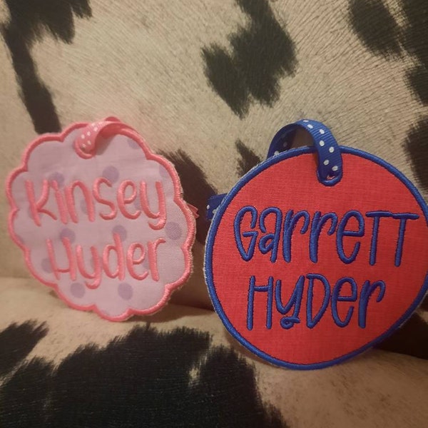 Embroidered Fabric Bag Tags, Personalized, Bookbag, Luggage - Etsy