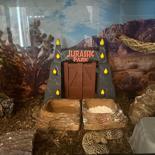 Jurassic Park Dinosaur Gate Terrarium Decor | Reptile Tank Diorama ...